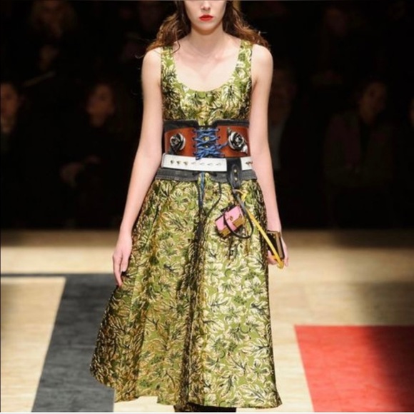 Prada | Dresses | 342 Prada Runway Dress Gown Green Felce Cloquet ...